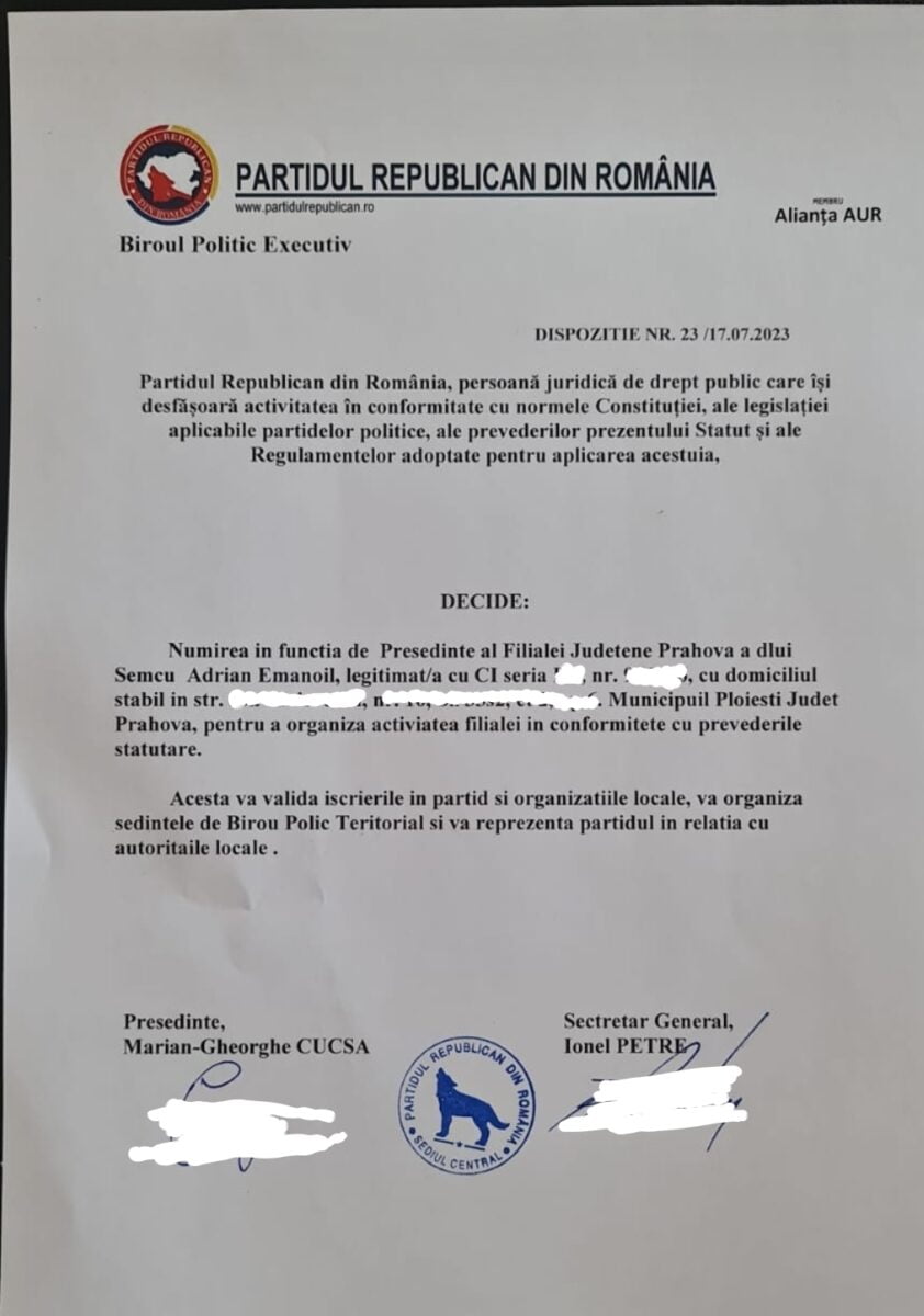 A apărut un nou partid în Prahova: "Partidul Republican" (PR). Filiala ...